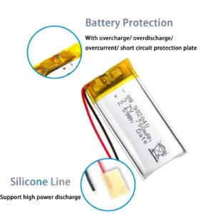 FREEDOH 3.7V Li-Polymer Battery 700mAh Lithium-ion Backup Battery 902040 Lithium-Polymer ion Rechargeable Battery with Protection Board (2pcs)