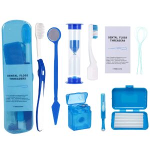 braces cleaning kit for teeth, portable orthodontic toothbrush kit oral care dental travel kit - interdental brush dental wax dental floss toothbrush box (blue b)