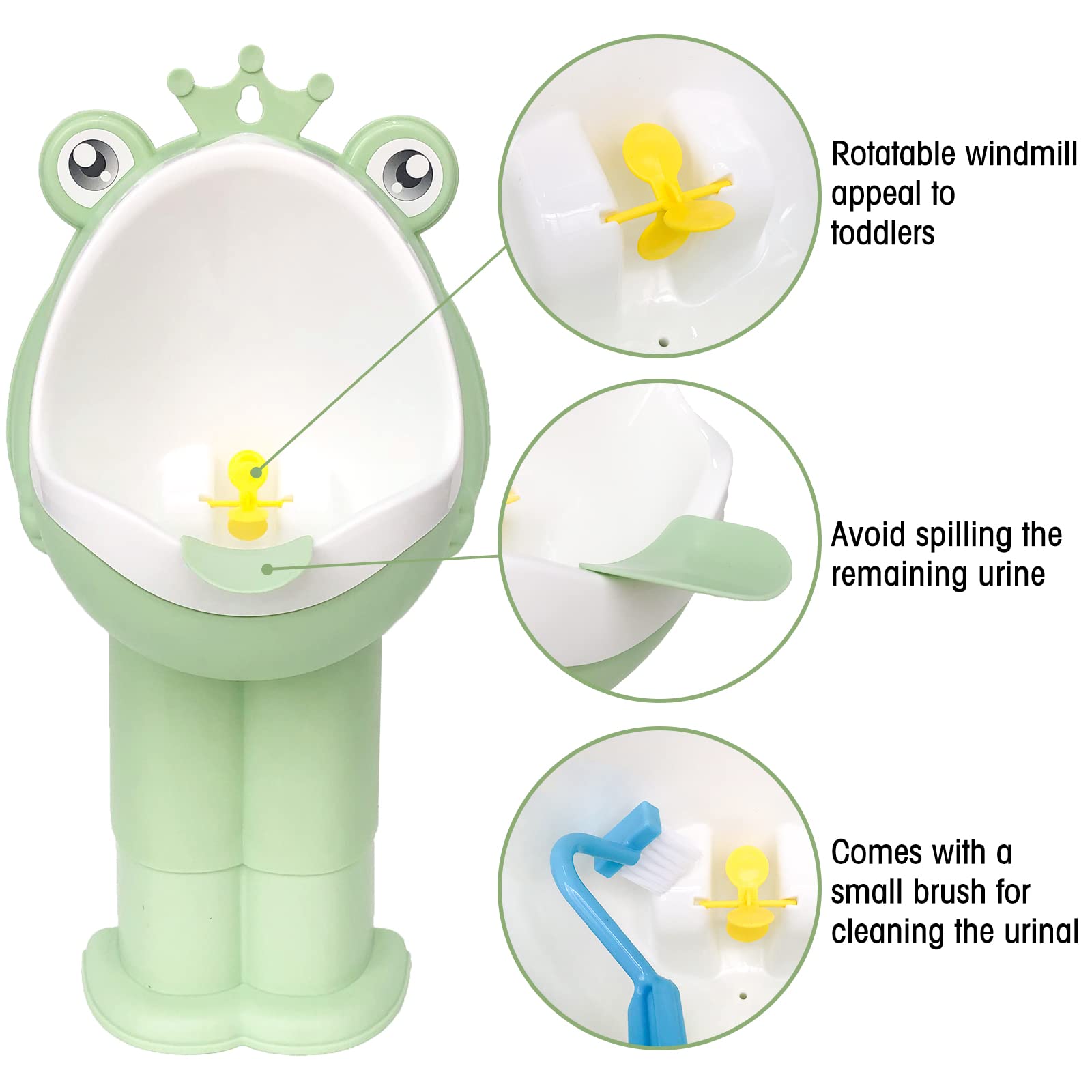 Frog Pee Training,Potty Training Urinal for Toddler,Children's Standing Wall Mounted Urinals for Boys,Bathroom Funny Kids Pee Trainer,Green