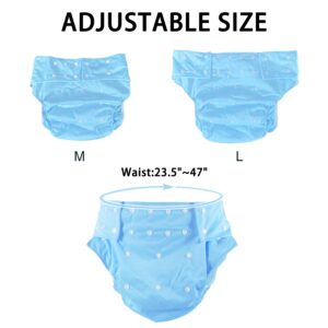 CutiePlusU Adult Cloth Diaper Washable Adult Pocket Nappy Cover Adjustable Reusable Breathable Leak Free - Blue