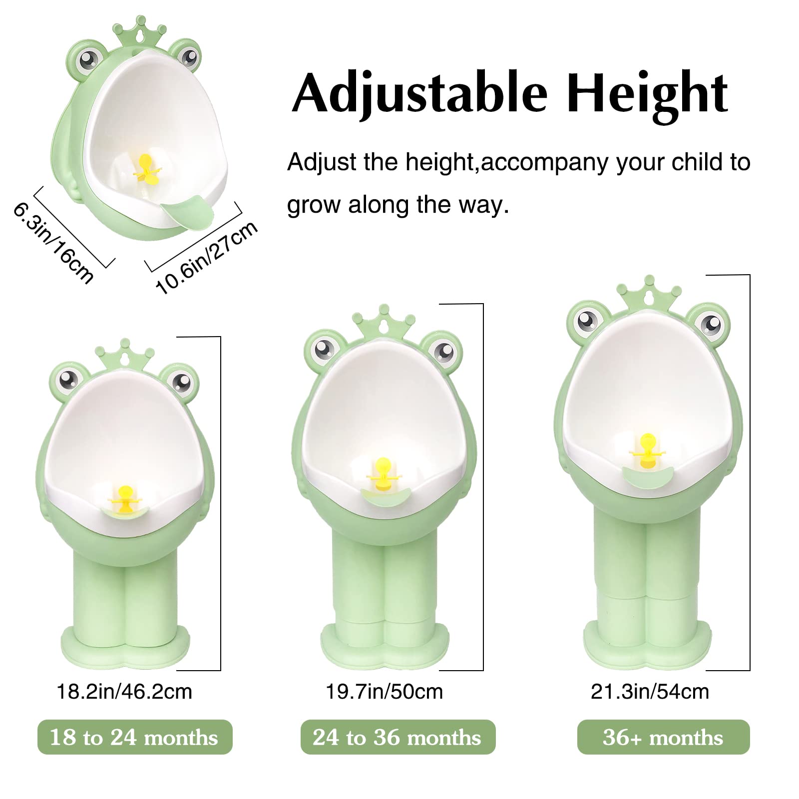 Frog Pee Training,Potty Training Urinal for Toddler,Children's Standing Wall Mounted Urinals for Boys,Bathroom Funny Kids Pee Trainer,Green