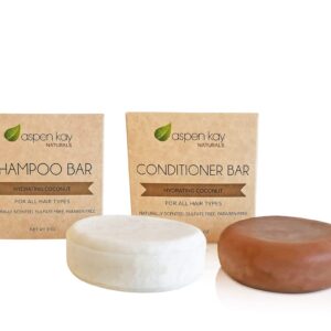 Solid Shampoo and Conditioner bar set, Organic Ingredients, All Hair Types, Sulfate-Free, Cruelty-Free & Vegan. One 3 ounce and one 2.3 ounce bars (Hydrating Coconut)