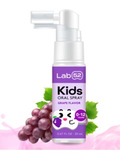 lab52 kids oral spray, toddler toothpaste helper for cavity repair and fresh breath, children anticavity with fluoride free for newborn to preschoolers, xylitol grape flavor