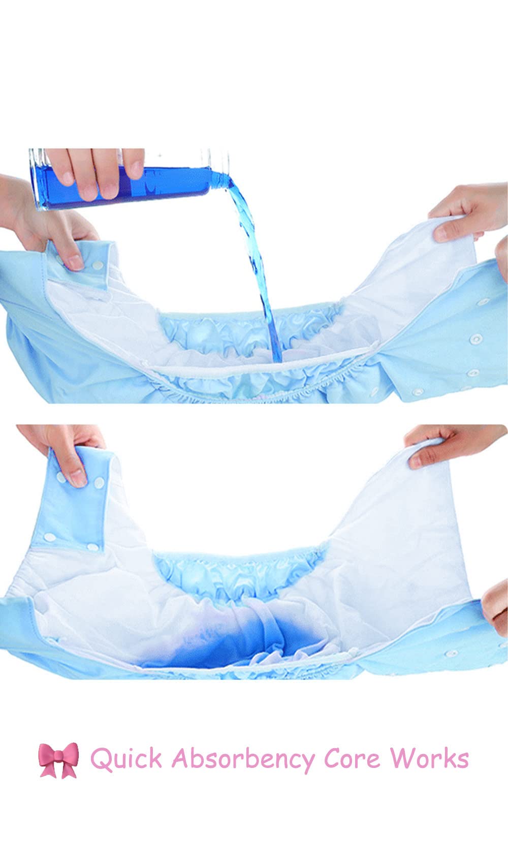 CutiePlusU Adult Cloth Diaper Washable Adult Pocket Nappy Cover Adjustable Reusable Breathable Leak Free - Blue