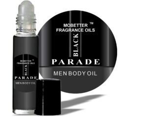 mobetter fragrance oils black parade cologne men body oil 1/3 oz roll on glass bottle