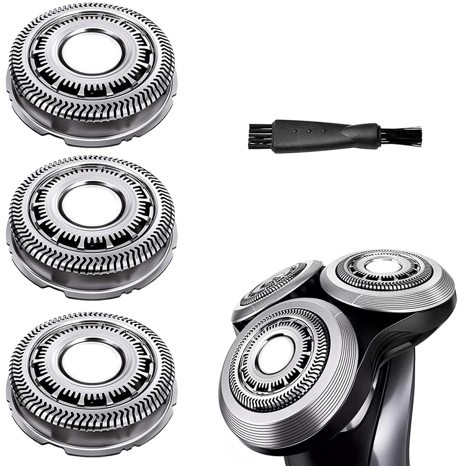 Suleto SH60/72 Replacement Shaver Head Blades Compatible with Philips Series 6000 Electric Razors, SH60 Head for S6880/81, S6810/82, S6850/85, S6xxx, Series 6000 Replacement Shaving Head w/Brush