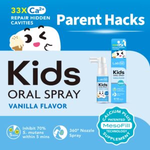 LAB52 Kids Oral Spray, Toddler Toothpaste Helper for Cavity Repair and Fresh Breath, Children Anticavity with Fluoride Free for Newborn to Preschoolers, Xylitol Vanilla Flavor