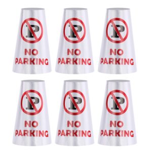 battife 6 pack no parking reflective collars stickers for traffic safety cones, 360° high visible signs for driveway road outdoor use