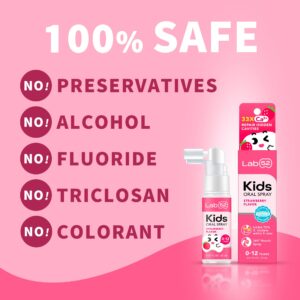 LAB52 Kids Oral Spray, Toddler Toothpaste Helper for Cavity Repair and Fresh Breath, Children Anticavity with Fluoride Free for Newborn to Preschoolers, Xylitol Vanilla Flavor