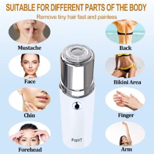 ProHT Facial Hair Removal for Women Rechargeable, Painless Fast Hair Remover, Womens Face Shaver for Upper Lip, Chin, with 1 More Replacement Head,15 Hours Working Time (D-0002)