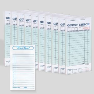 generic guest check book, 6.75 x 3.75 x 3.5 inches, green-10books