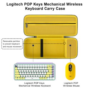 Elonbo Hard Carrying Case for Logitech POP Keys Mechanical Wireless Keyboard, Portable Bluetooth Wireless External Keyboard Travel Case Bag, Extra Mesh Pocket Fits Mouse, Included USB, Dongle, Black