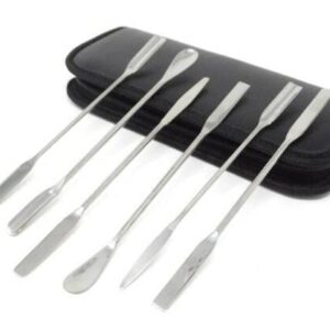 6 PCS Micro Lab Spatula Sampler Set, Stainless Steel Double Ended Sampling Spoon Mixing Spatulas, Square, Scoop, Round & Tapered Arrow End, 7" Length