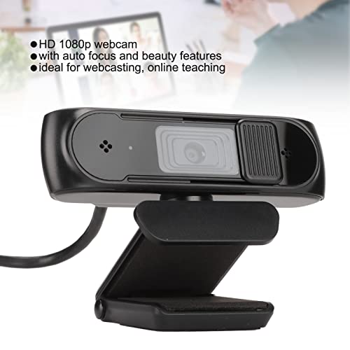 Webcam, HD Noise Reduction Plug and Play Webcam Beauty Features Black with Lens