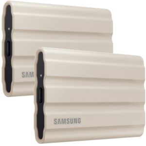 samsung mu-pe2t0k/am t7 shield portable solid state drive 2tb 2022 beige - (2-pack)