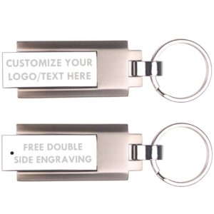 custom metal rotating usb flash drive keychain memory stick engraved free 4gb, silver