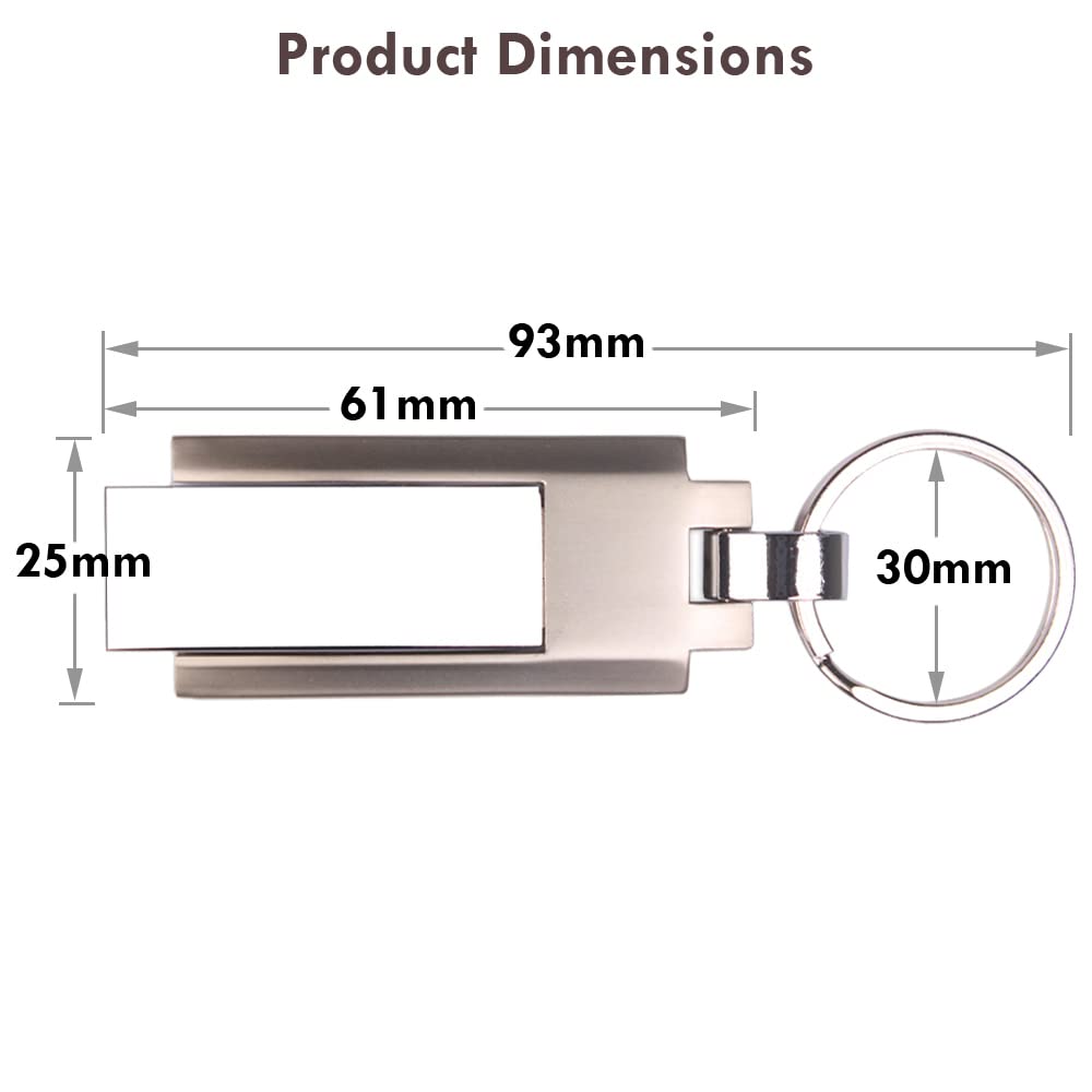 Custom Metal Rotating USB Flash Drive Keychain Memory Stick Engraved Free 4GB, Silver