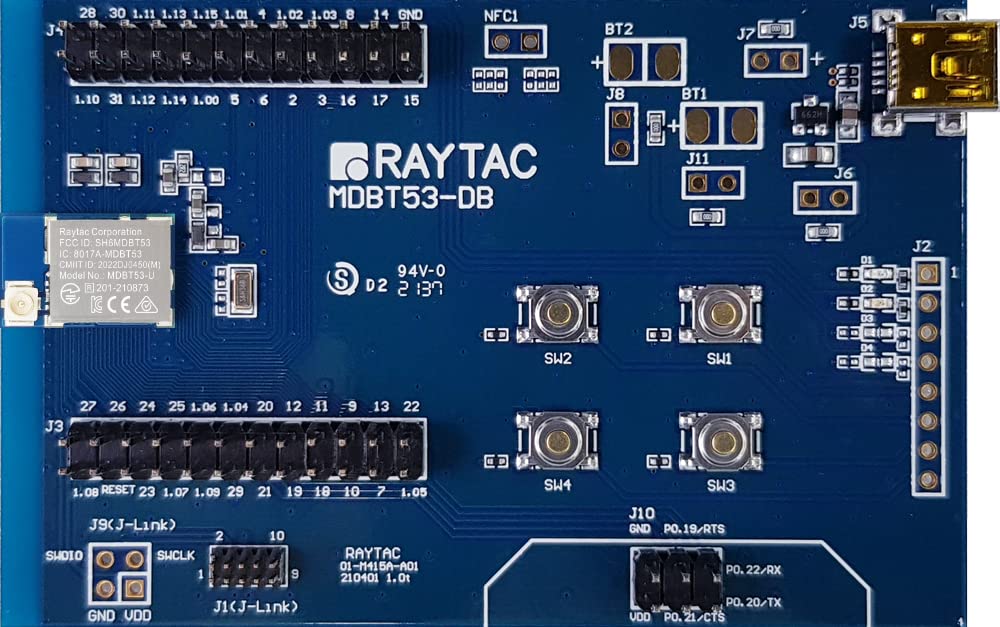 MDBT53-DB Nordic nRF5340 Module Demo Board Dev Kit 48 GPIO Bluetooth Module BT5.2 FCC IC CE Telec KC SRRC (Chip Antenna)