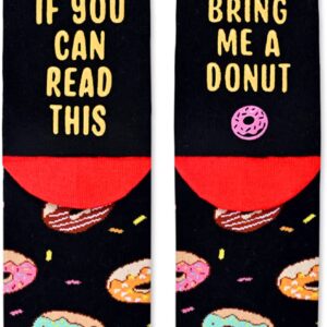 HAPPYPOP Donut Socks Donut Gifts Kids, Fun Crazy Gifts For Girls Boys, If You Can Read This