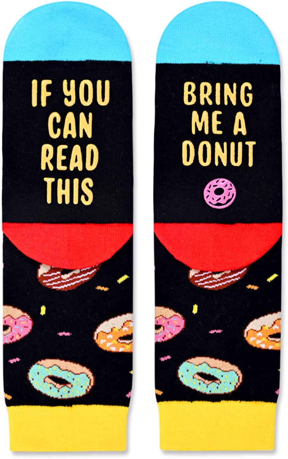 HAPPYPOP Donut Socks Donut Gifts Kids, Fun Crazy Gifts For Girls Boys, If You Can Read This