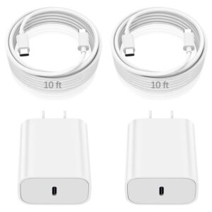 ipad charger fast charging 10ft, 2pack 20w usb c wall charger with 10ft usb c charging cord for ipad pro 13/12.9/11 inch, ipad air 13/11 inch 5/4th, ipad 10th generation