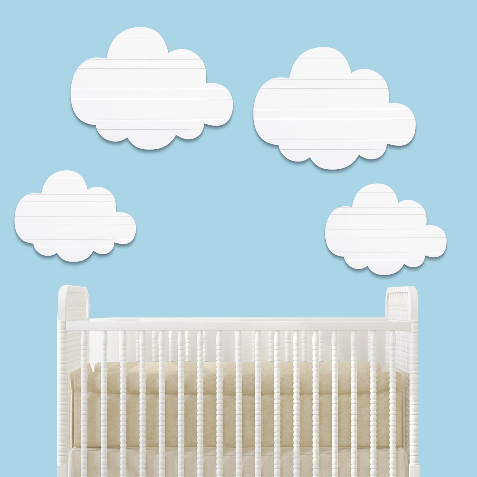 4 Pcs Cloud Wall Decor Wood Hanging Cloud Nursery Room Clouds Decorations White Cloud Decor for Room Cloud Party Decorations