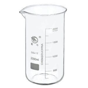 patikil 2000ml tall form glass beaker, 3.3 borosilicate glass graduated printed scale measuring cups with spout for kitchen lab liquids transit boiling