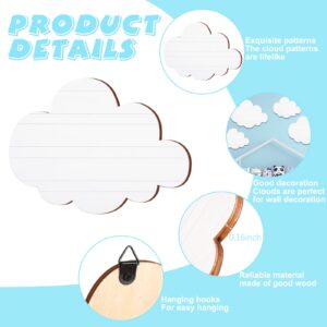 4 Pcs Cloud Wall Decor Wood Hanging Cloud Nursery Room Clouds Decorations White Cloud Decor for Room Cloud Party Decorations