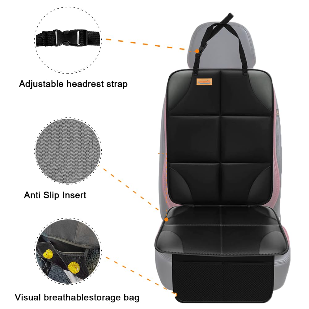 Binazon Car Seat Protector Cover for Baby/Child & Pet, 2 Pack Water and Stain Protection Car Seat Cover with Thick Padded + Storage Bag, Child Car Seat for SUV, Sedan & Truck