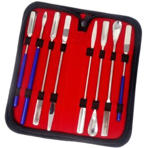 8 PCS Micro Lab Spatula Sampler Set, Stainless Steel MutliPurpose Laboratory Mixing/Filling Spatulas, Flat, Scoop, Round & Tapered Arrow End, 7"+6" Length