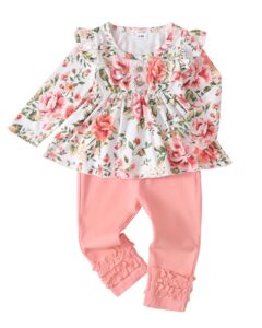 18 months girl clothes toddler baby girl outfits floral shirt top pink pants fall winter little girl clothes 2t outfit for girl 18-24 months