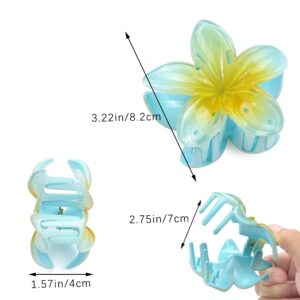 7 Pcs Hawaiian Claw Clips for Thick Hair,Flower Hair Clips Large Plumeria Clips Hibiscus Hair Clip Hair Accessories for Women