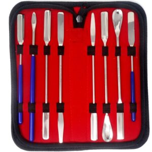 8 PCS Micro Lab Spatula Sampler Set, Stainless Steel MutliPurpose Laboratory Mixing/Filling Spatulas, Flat, Scoop, Round & Tapered Arrow End, 7"+6" Length