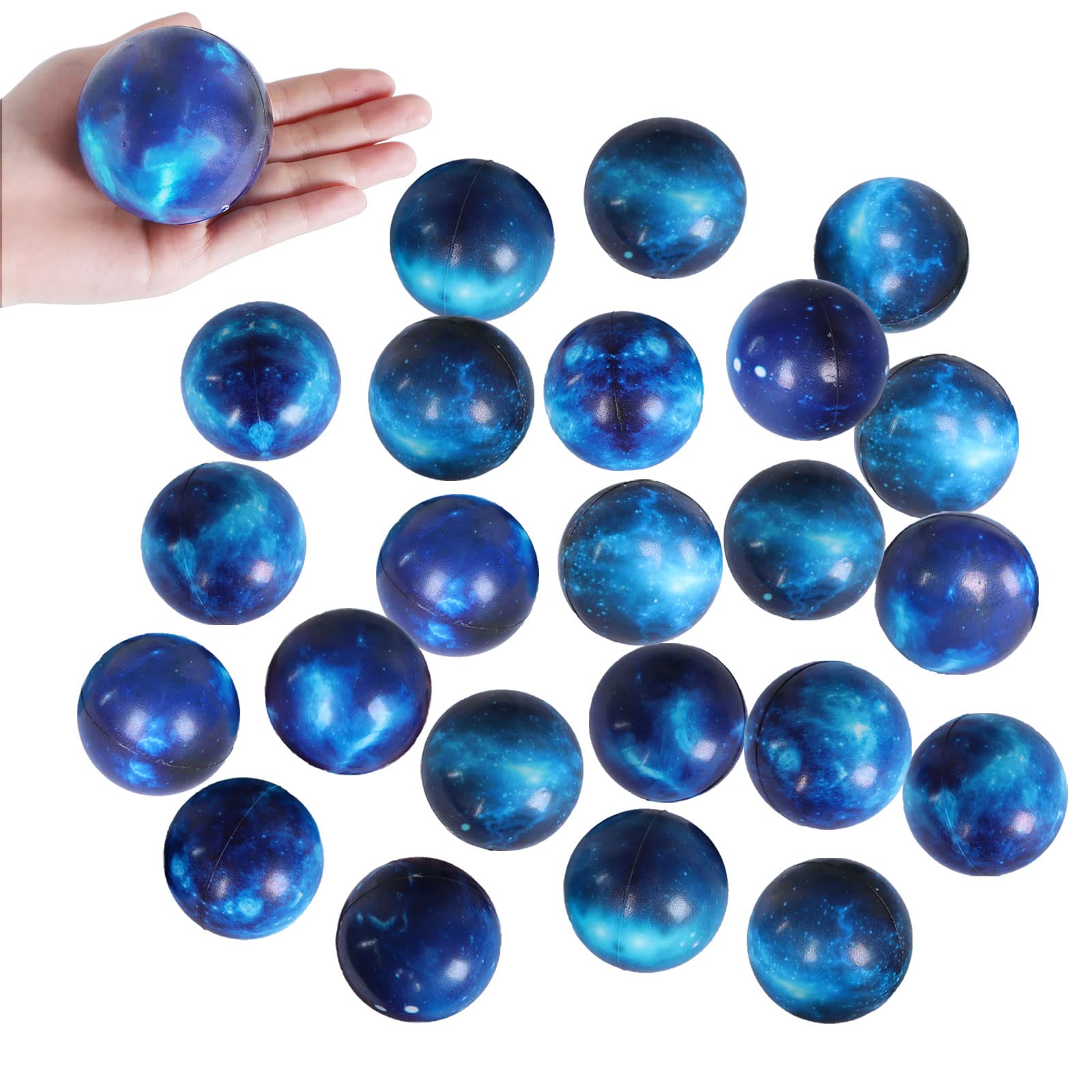 Mydio Set of 24 Stress Balls Stress Reliver Party Soft PU Ball Assorted Colors Random Pattern Party Toys Kids Play Ball Toddler Ball 24 Pack