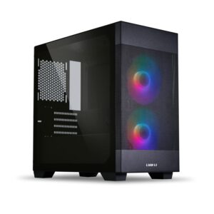 lian li high airflow micro atx pc case, rgb gaming computer case, mesh front panel mid-tower chassis with 2x140mm argb pwm fans pre-installed, tempered glass side panel (lancool 205m mesh, black)