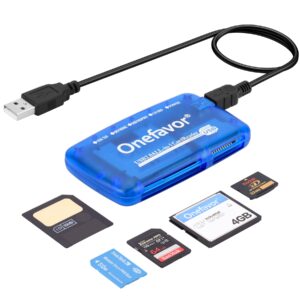 onefavor smartmedia cards reader writer, all-in-1 usb universal multi card adapter slim hub read smart media sd, xd, cf, mmc, ms pro duo, camera flash memory cards reader for windows, mac, linux