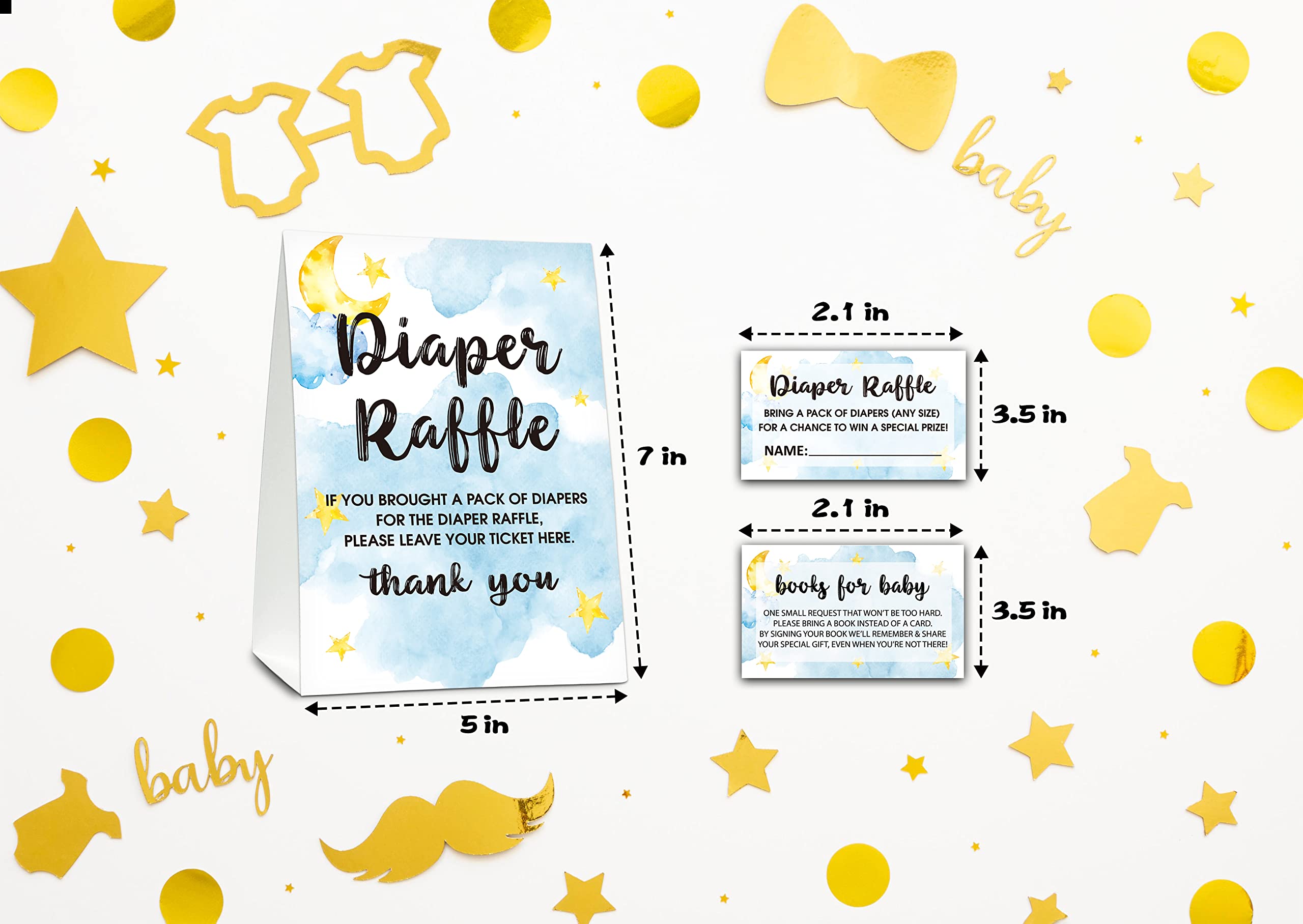 Baby Shower Cards Kit,Moon and Stars Set of 25 Baby Shower Invitations with Envelopes, Book Request Cards for Baby Shower,Sleepover Themed Baby Shower Party Favor Decoration(14)