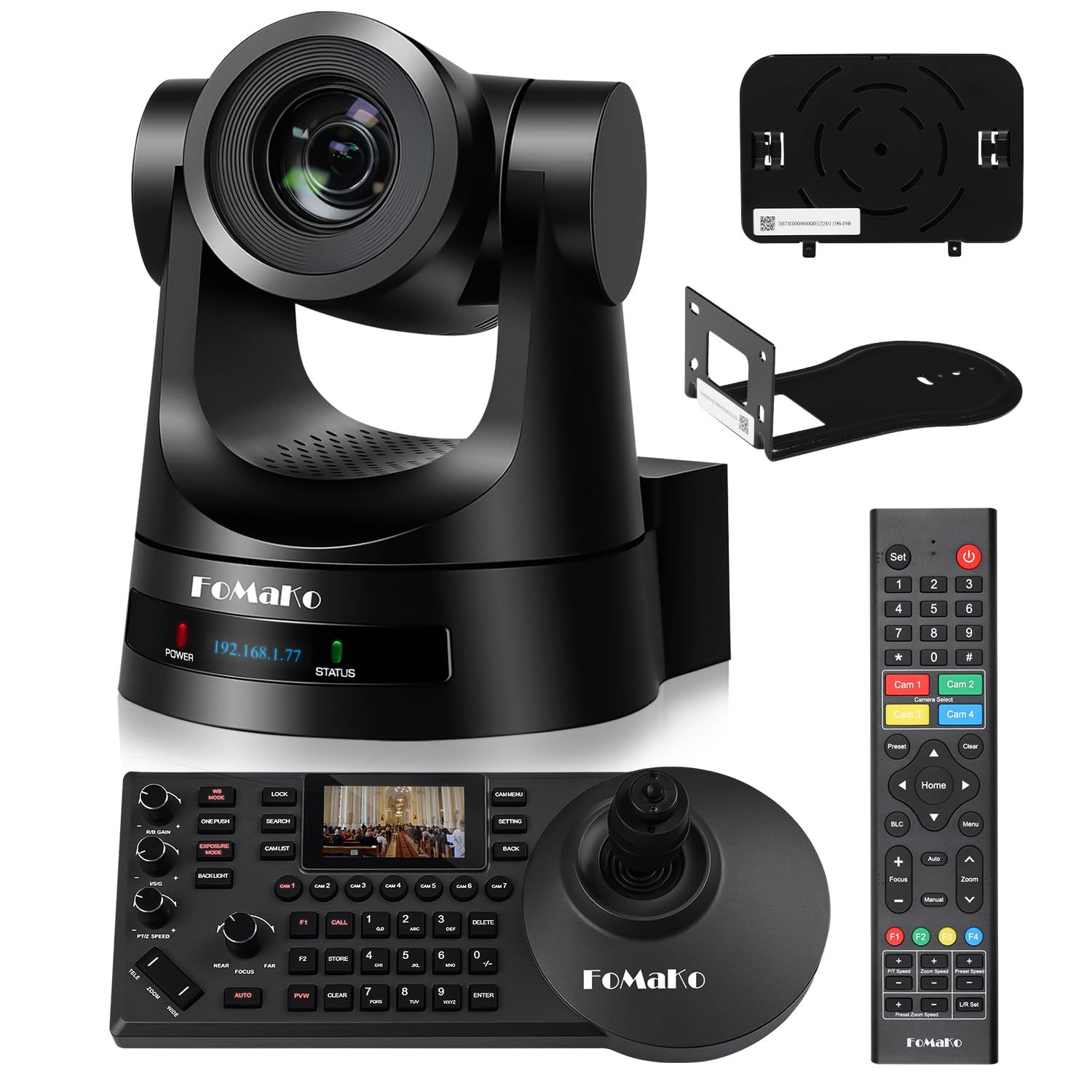 FoMaKo PTZ Camera 20x Optical Zoom AI Auto Tracking PoE HDMI Bundle PTZ Camera for Church Worship + PTZ Camera Controller (BH201 PTZ Bundle FMK20SDI +KC608)