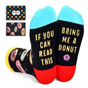 happypop donut socks donut gifts kids, fun crazy gifts for girls boys, if you can read this