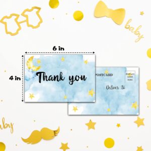 Baby Shower Cards Kit,Moon and Stars Set of 25 Baby Shower Invitations with Envelopes, Book Request Cards for Baby Shower,Sleepover Themed Baby Shower Party Favor Decoration(14)