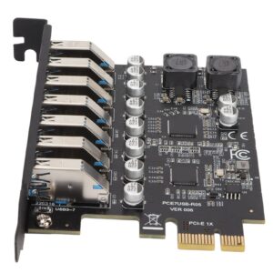 7 Ports PCIE to USB3.2 GEN1 Expansion Card, USB3.2 GEN1 Superspeed 5Gbps Front Expansion Card, USB PCIE Expansion Card for XP Win7 8 10 11 Linux