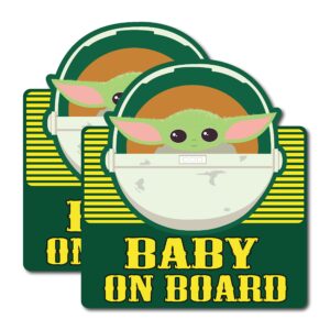 shop a thing – baby yoda on board sticker – vinyl decal awareness autism decal for car – removable waterproof decal for school bus – indoor and outdoor use for jeep - car window decal– sat 007