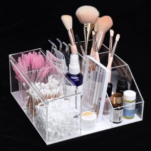 noverlife eyelash beauty organizer, display rack organizer, clear makeup organizer, eyelash extension supplies storage display box for grafting lash extension, home & eyelash salon - transparent