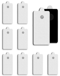 10-pack tens unit replacement pads, rectangular snap tens electrode pads with self-adhesion for 50 times, avcoo latex-free 1.8"x3.8" tens pads compatible with tens ems devices use 3.5mm button leads