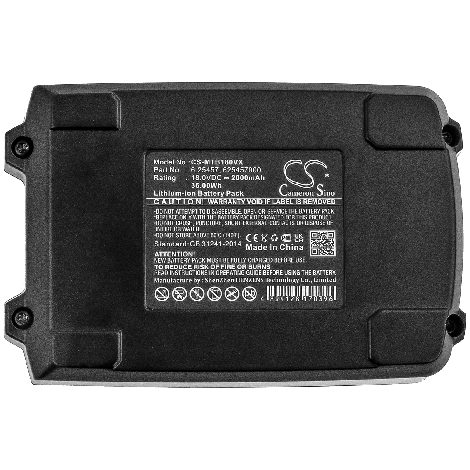 HGUIM 2000mAh/36.00Wh Replacement Battery for Metabo 6.25499.00, 6.25527, 625341000, 625342000 SE 18 LTX 6000 620049840, SE 18 LTX 6000 620049890, SLA 14.4-18 LED, SSD 18, SSD 18 LT