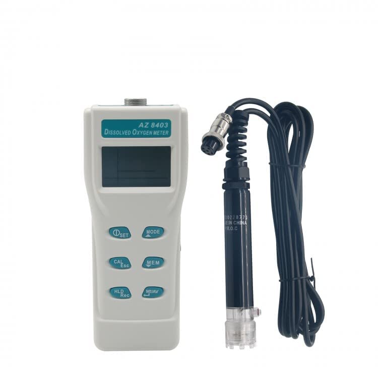 AZ8403 Dissolved Oxygen Meter DO Meter Handheld Digital Dissolved Oxygen Teter Freshwater Aquaculture Water Quality Tester with Memory Function 0~199.9 (in%) ±1.5% F.S (in%) AZ-8403