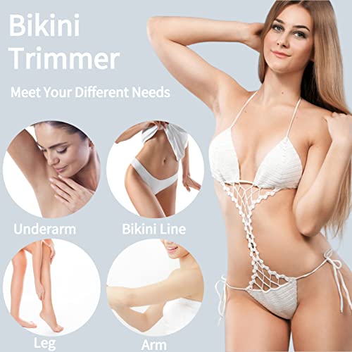 Arsor Bikini Trimmer, Portable Dry Use Electric Razor Angled Fit Smooth & Silky Bikini Kit LED Light Personal Groomer with Limiting Comb Bikini Shaver for Women Pubic Hair Bikini