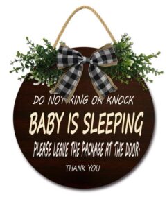 weytff baby sleeping sign for front door decorations hanging baby sleeping sign for door do not knock or ring doorbell no soliciting please don't disturb no soliciting sign for nursery 11"