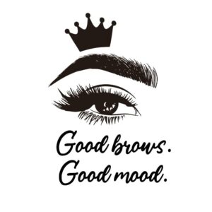 UILMNIY Beauty Eyes with Crown Eyelash Eyebrow Wall Decor Stickers Good Brows Good Mood Quote Lashes Wall Decal Make Up Eye Studio Decoration Mural AFN39