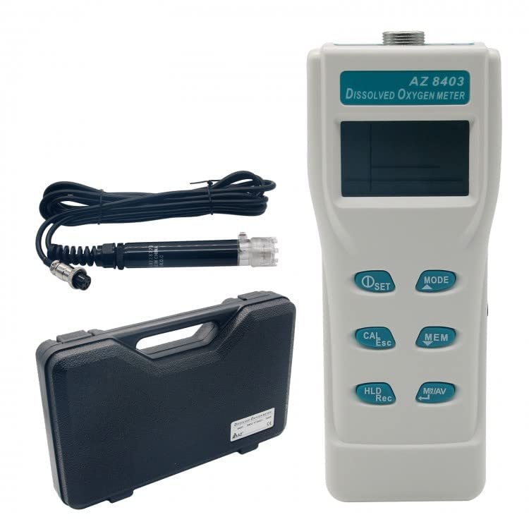 AZ8403 Dissolved Oxygen Meter DO Meter Handheld Digital Dissolved Oxygen Teter Freshwater Aquaculture Water Quality Tester with Memory Function 0~199.9 (in%) ±1.5% F.S (in%) AZ-8403